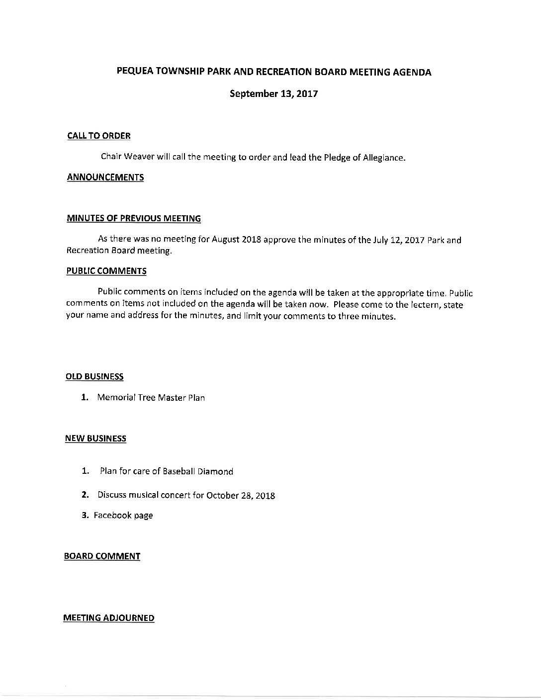 2017-09-13 PTPB Agenda - Pequea Township